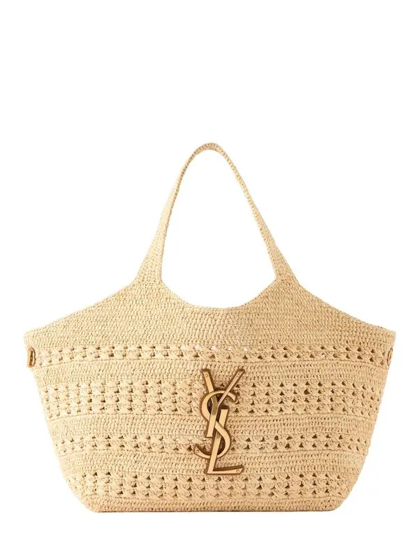Saint Laurent Icare Raffia Tote - Brown