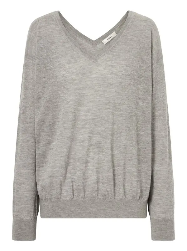 FRAME Cashmere V-neck Sweater - Gray