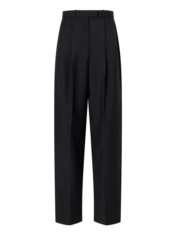 Givenchy Pleated Wool And Mohair-blend Wide-leg Pants - Black