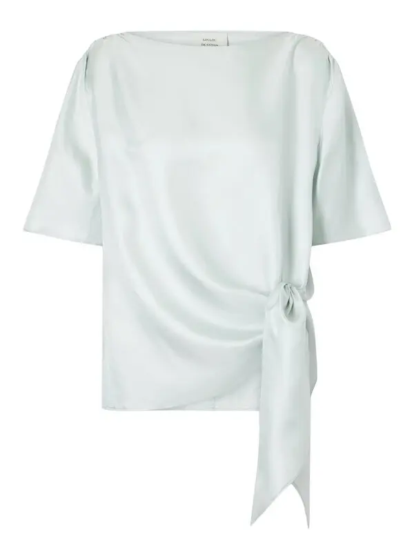 Loulou De Saison Mano Knotted Silk-twill Blouse - Green