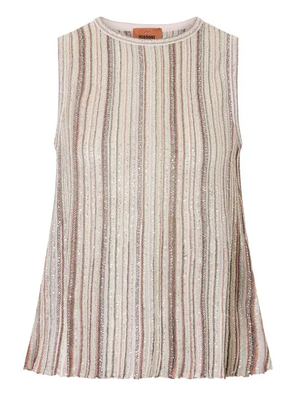 Missoni Crochet-knit Metallic Tank Top With Sequins - Neutrals