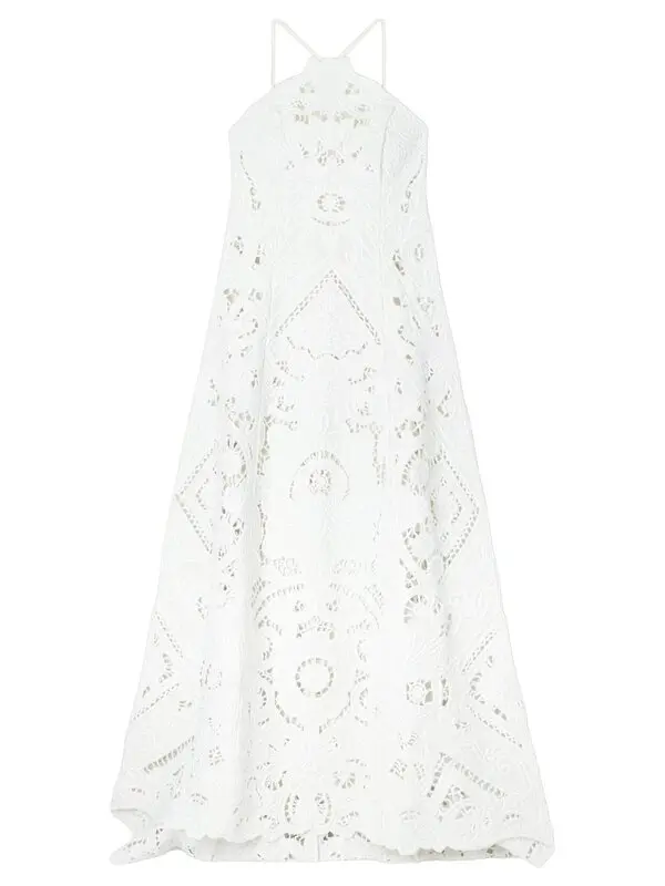 Cult Gaia Emmy Embroidered Cut-out Linen Maxi Dress - Neutrals