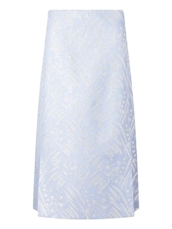 Tory Burch Metallic Jacquard-knit Midi Skirt - Blue
