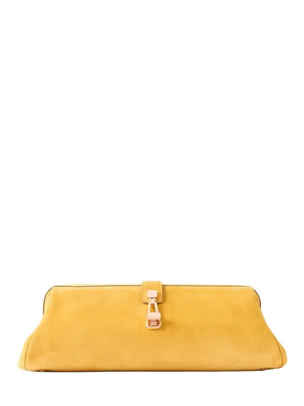 Gabriela Hearst Paola Embellished Suede Clutch - Yellow