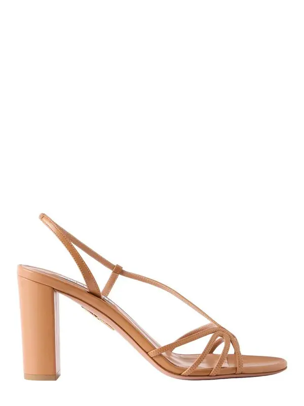 AQUAZZURA Talk To Me 85 Leather Sandals - Brown