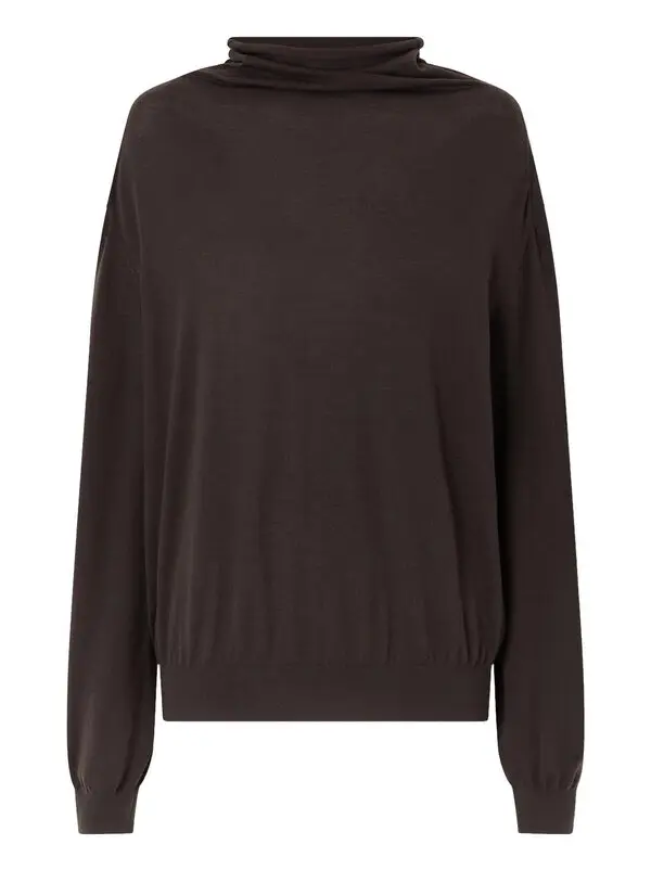 Khaite Annette Merino Wool Turtleneck Sweater - Brown