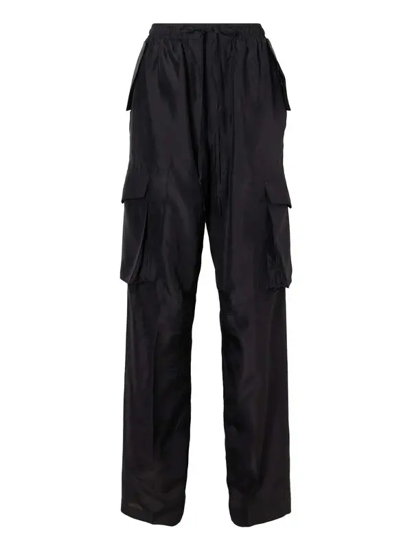 Phoebe Philo Silk Wide-leg Cargo Pants - Black