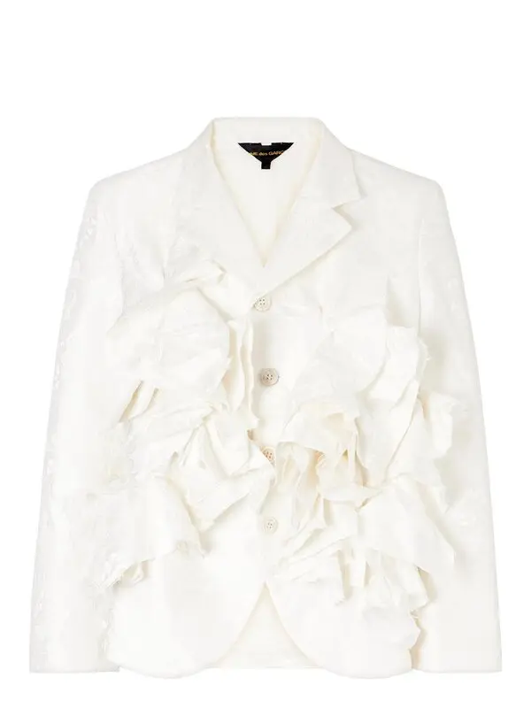Comme Des Garçons Brocade Ruffled Jacket - Neutrals