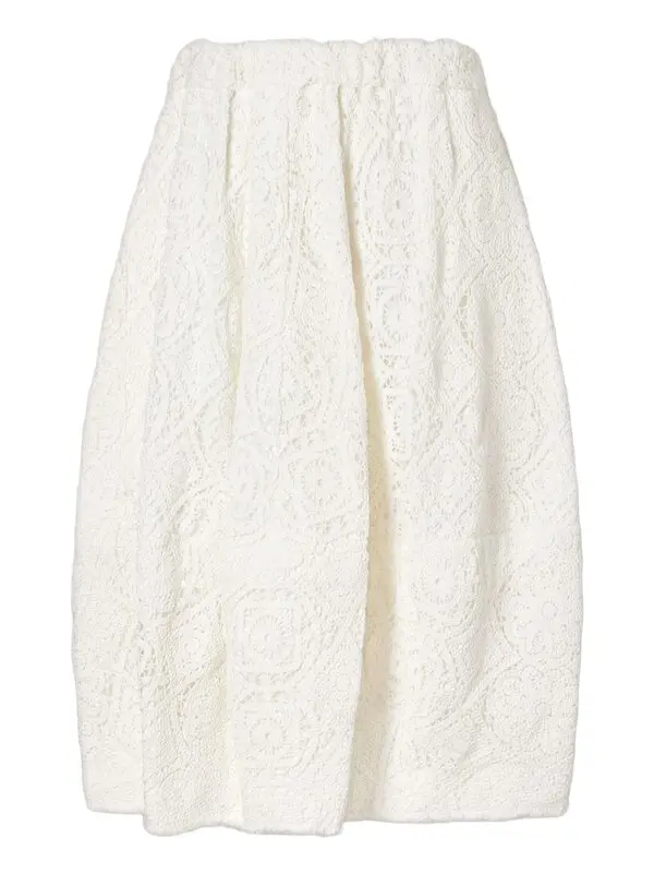 Comme Des Garçons Pleated Crocheted Cotton Midi Skirt - Off-white