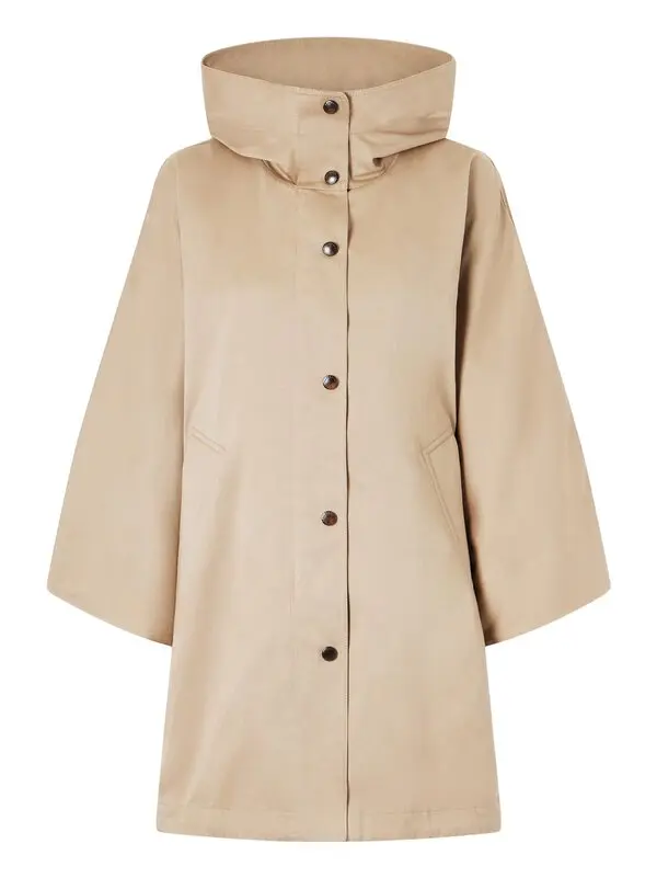 Brunello Cucinelli Cotton And Linen-blend Hooded Coat - Brown