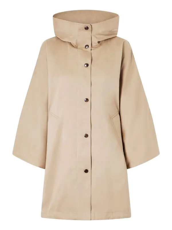 Brunello Cucinelli Cotton And Linen-blend Coat With Leather Trim - Light Brown