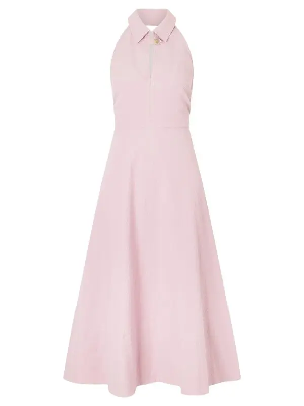 Veronica Beard Mackey Halterneck Midi Dress - Pink