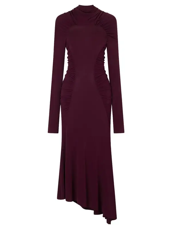 Victoria Beckham Gathered Crepe Maxi Dress - Burgundy