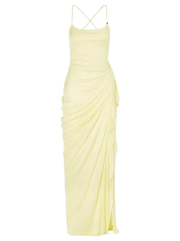 Versace Draped Jersey Gown - Yellow