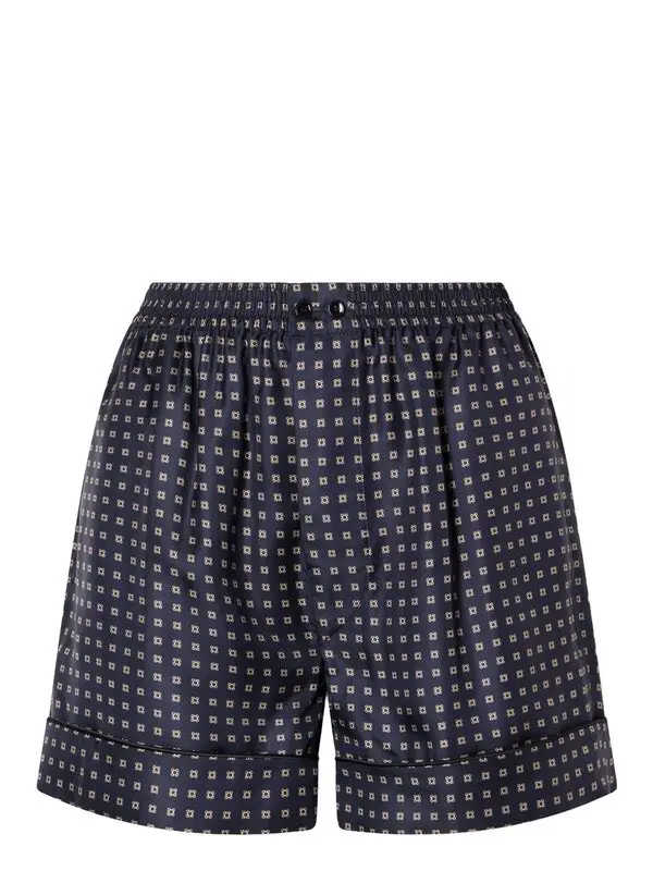 Saint Laurent Printed Silk-twill Relaxed Fit Shorts - Blue