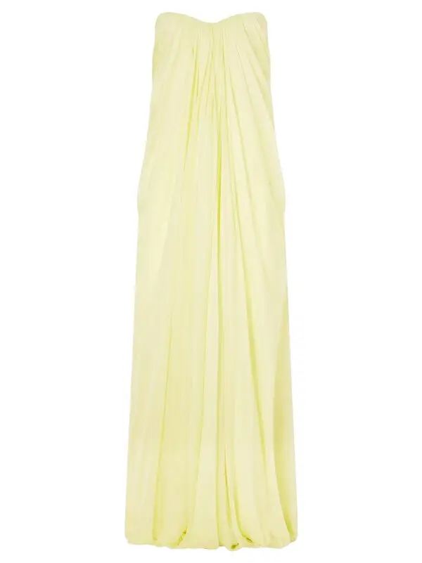 Alexander McQueen Strapless Draped Silk-chiffon Gown - Yellow