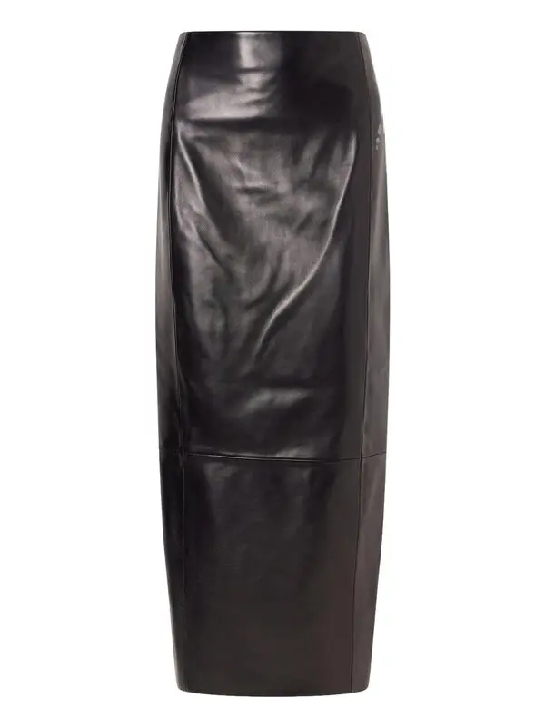Khaite Lyle Leather Midi Skirt - Black