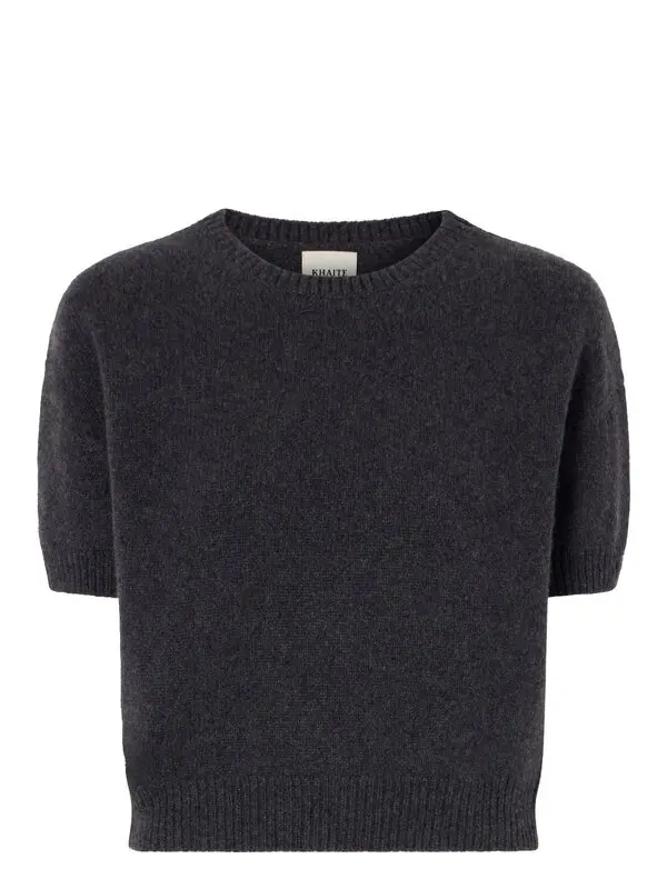 Khaite Golden Cropped Cashmere Sweater - Gray
