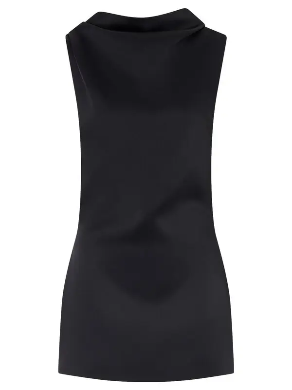 Khaite Astor Crepe Mini Dress With Cowl Neck - Black