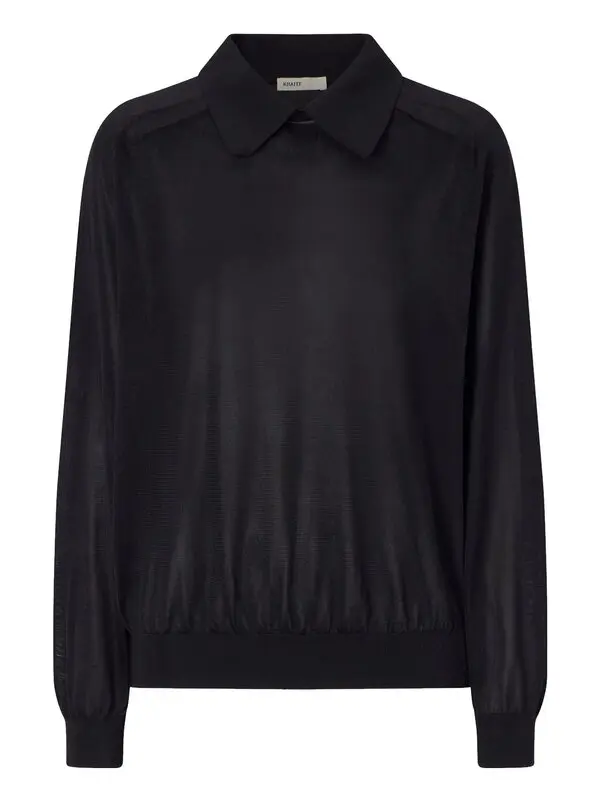 Khaite Alexa Silk-knitted Polo Sweater - Black