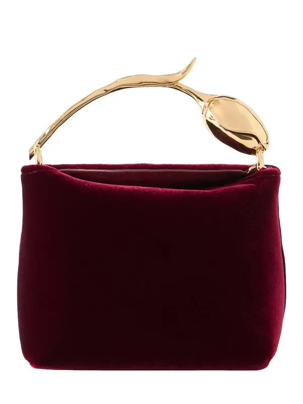 Erdem Bloom Velvet Micro Clutch - Burgundy