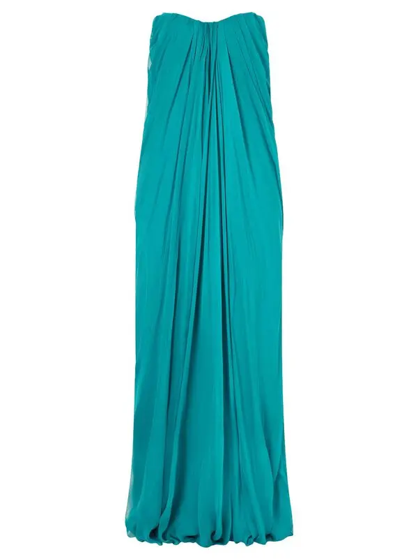 Alexander McQueen Strapless Draped Silk-chiffon Gown - Green