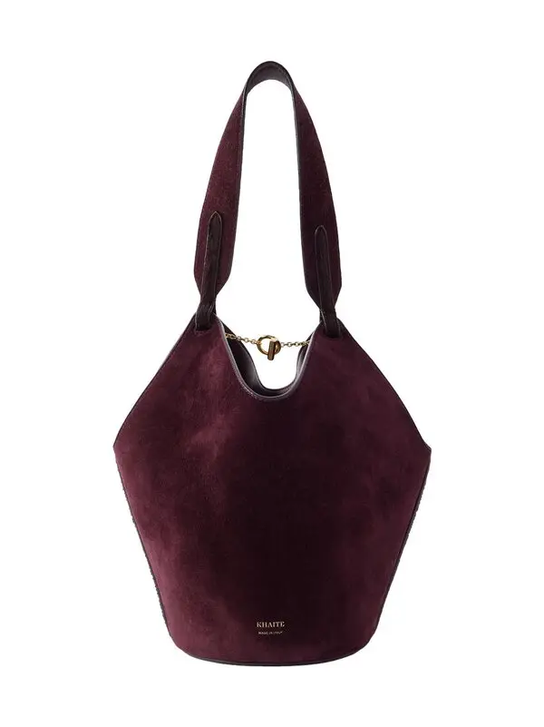 Khaite Lotus Calf Hair Mini Bag - Burgundy