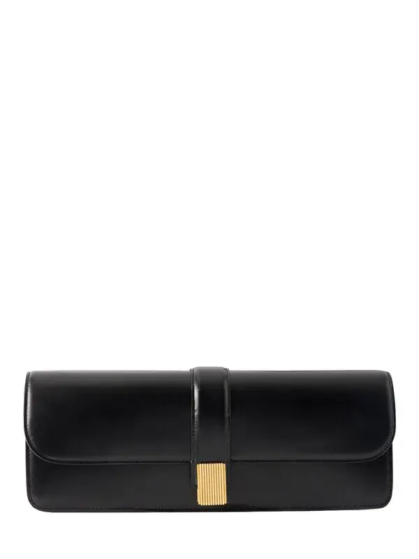 Khaite Leather Clutch With Gold Tone Clasp - Black