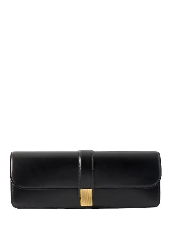 Khaite Leather Clutch With Gold Tone Clasp - Black