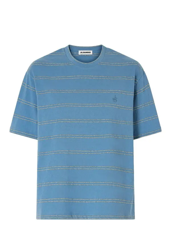 JIL SANDER Striped Cotton T-shirt - Blue