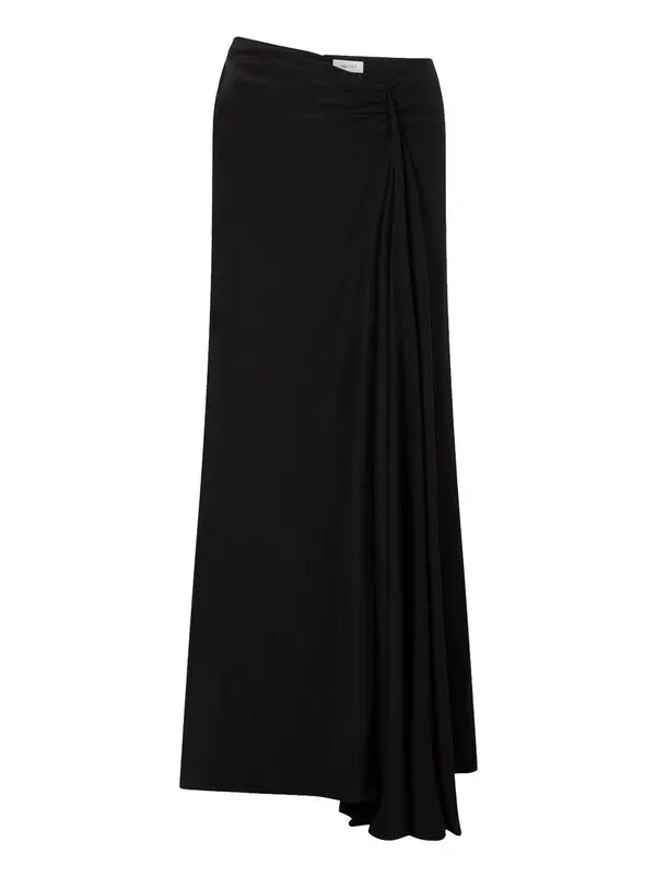 Alexander McQueen Draped Silk Maxi Skirt - Black