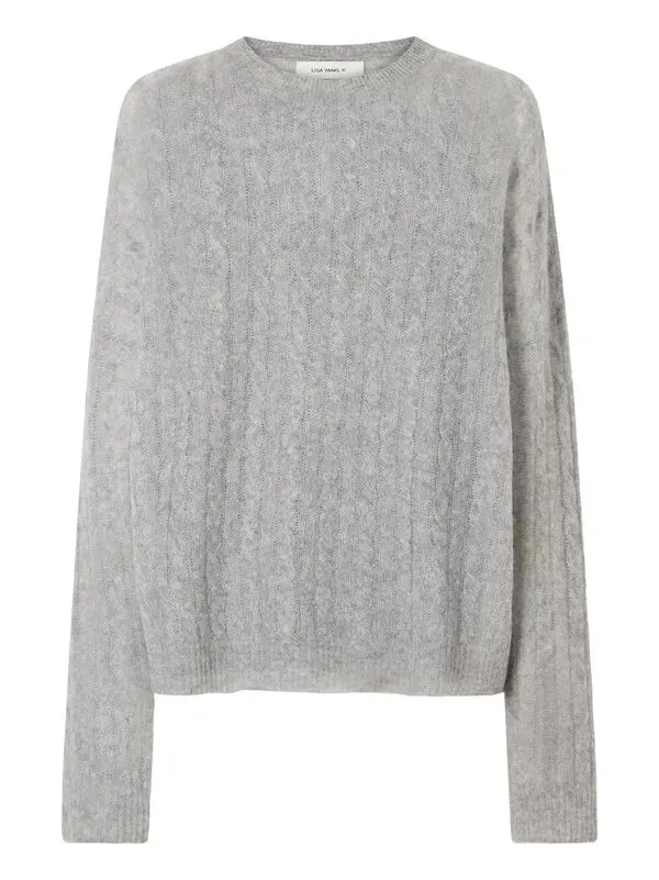 LISA YANG Amabel Cable-knit Cashmere And Silk-blend Sweater - Gray