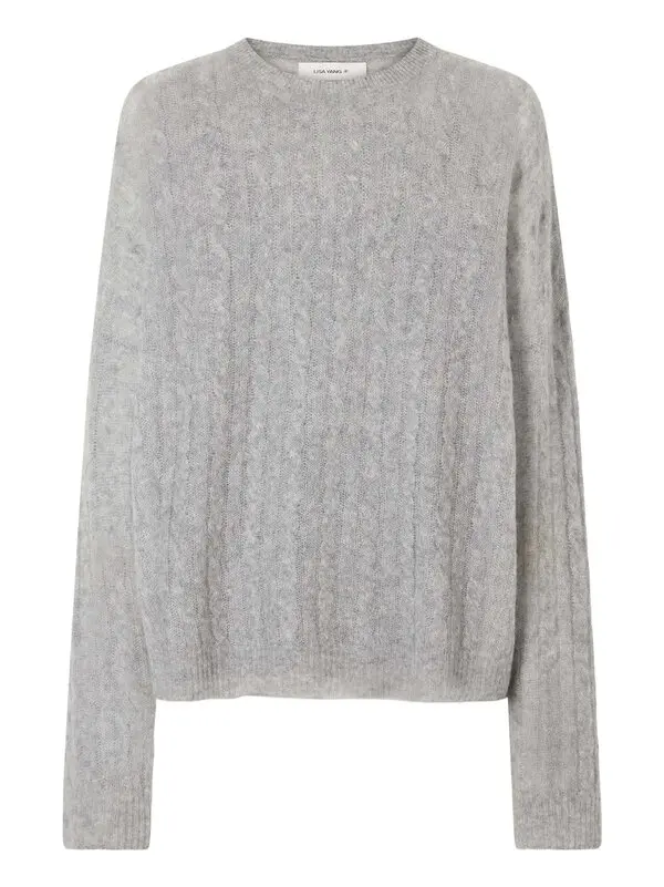 LISA YANG Amabel Cable-knit Cashmere And Silk-blend Sweater - Light Gray
