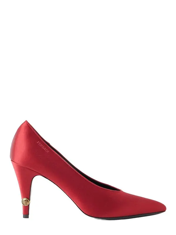 Versace Satin Pumps With Medusa Hardware - Red