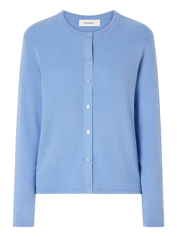 LISA YANG Ribbed Cotton And Cashmere-blend Cardigan - Light Blue