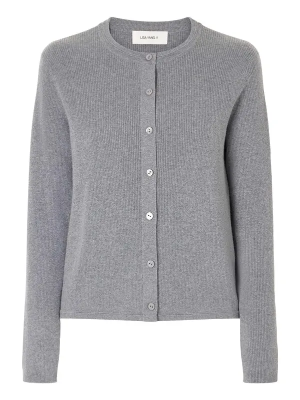 LISA YANG Abeena Ribbed Cotton And Cashmere-blend Cardigan - Light Gray