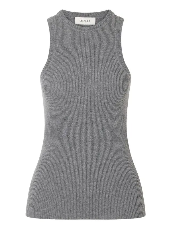 LISA YANG Amya Cotton And Cashmere-blend Ribbed Tank Top - Gray