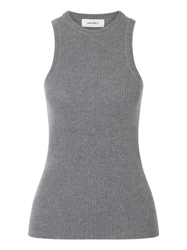 LISA YANG Amya Cotton And Cashmere-blend Ribbed Tank Top - Light Gray