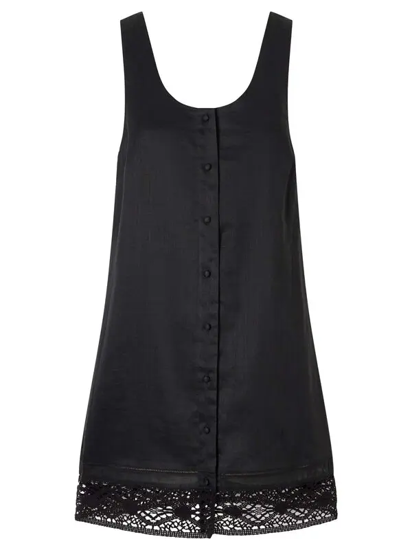 FRAME Heirloom Ramie Mini Dress - Black