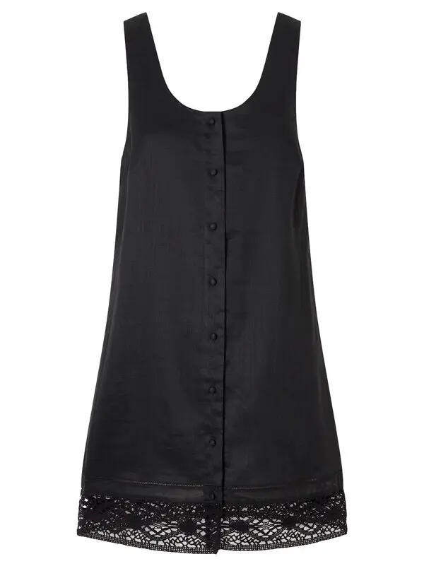 FRAME Heirloom Ramie Mini Dress - Black