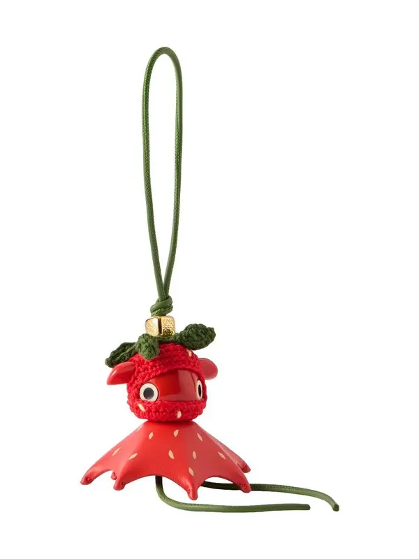 Loewe Strawberry Logo-embellished Leather Charm - Red