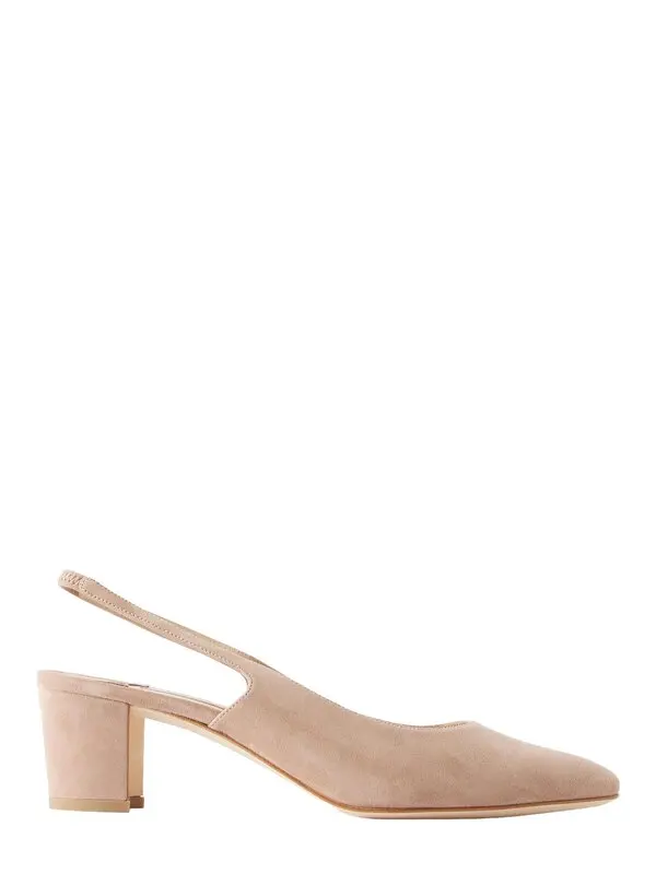 Manolo Blahnik Suede Slingback Pumps - Neutral