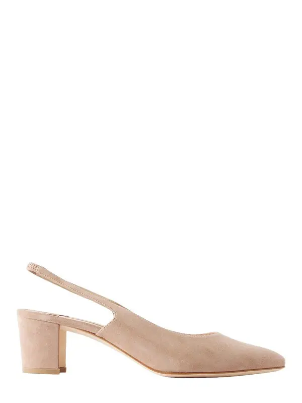 Manolo Blahnik Suede Slingback Pumps - Neutrals