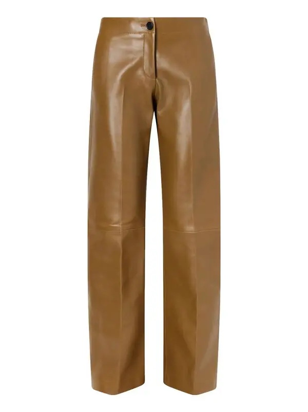 Khaite Mita Leather Straight-leg Pants - Brown