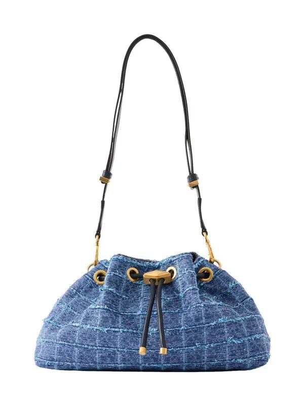 JIMMY CHOO Cinch Medium Denim Shoulder Bag - Blue