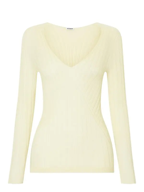 JIL SANDER Ribbed Cashmere And Silk-blend Sweater - Yellow
