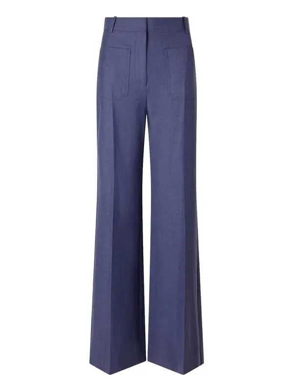 Victoria Beckham Alina Woven Wide-leg Trousers - Blue