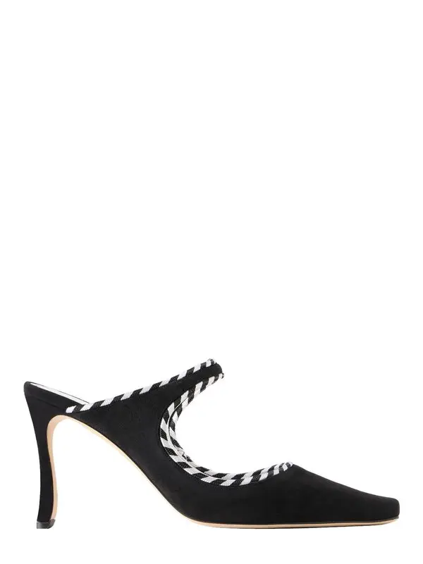 Manolo Blahnik Pura 90 Suede Mules - Black
