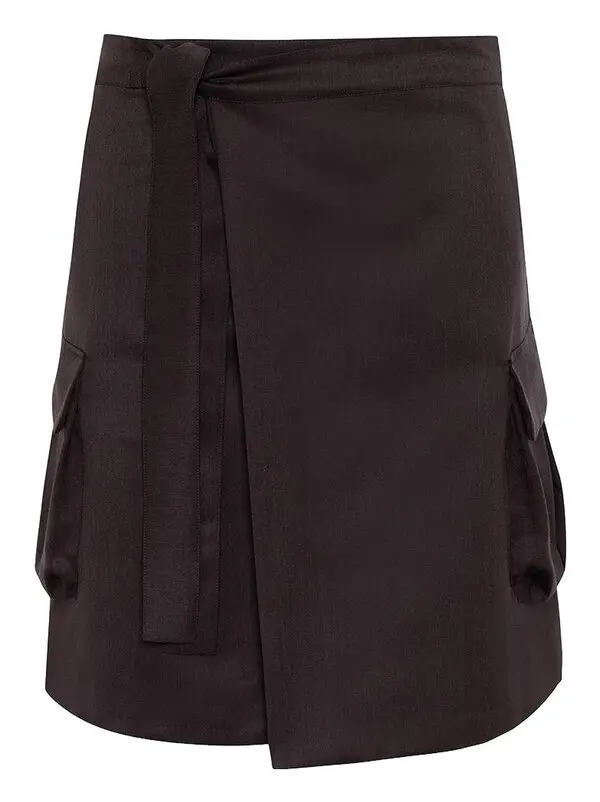 AYA DESIGN Tailored Cargo Wrap Skirt - Brown