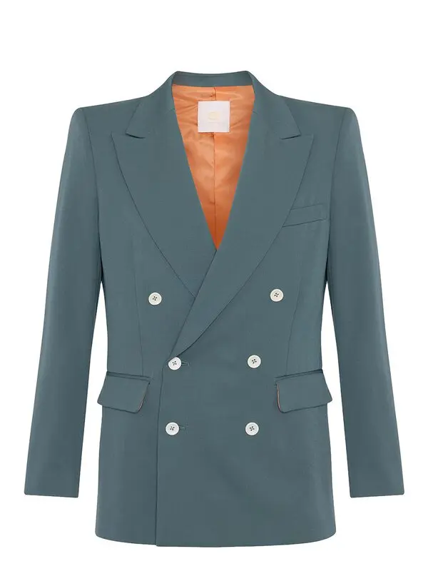 AYA DESIGN Double-breasted Tailored Jacket L'île Déserte Collection - Green